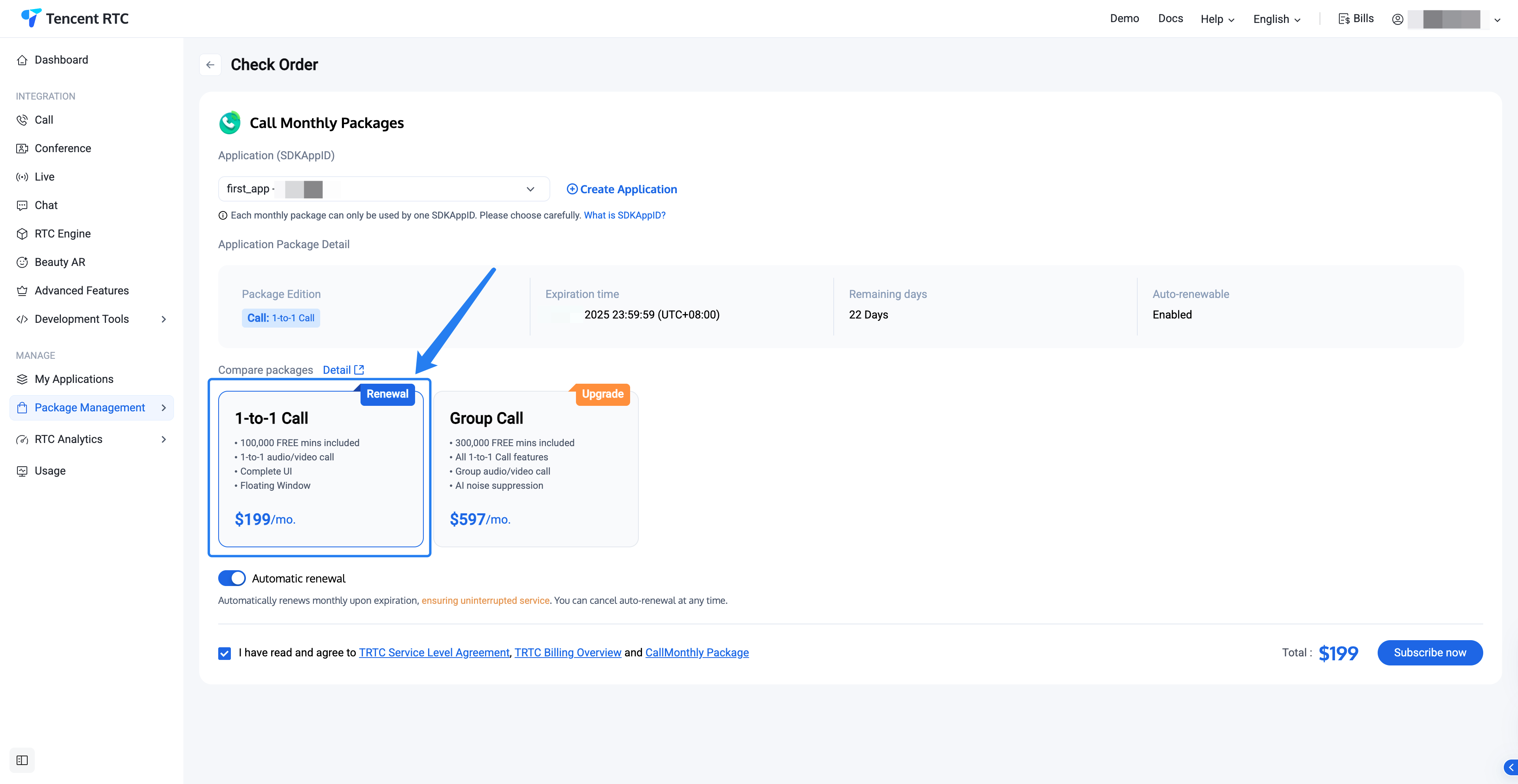 Tencent RTC Package Purchase & Upgrade - Tencent RTC Documentation